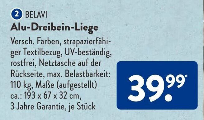 Alu-Dreibein-Liege Angebot bei Aldi Süd
