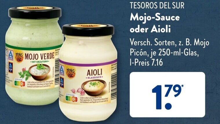 Mojo-Sauce oder Aioli 250ml Angebot bei Aldi Süd