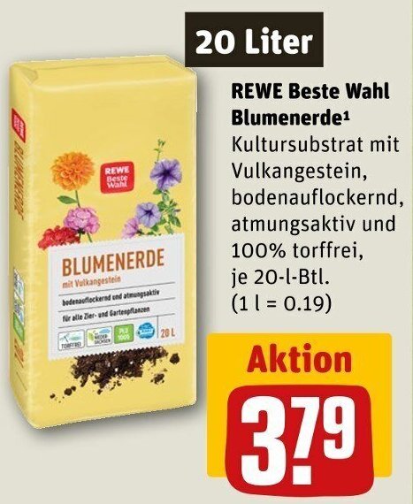 REWE Beste Wahl Blumenerde 20 L Btl. Angebot bei REWE