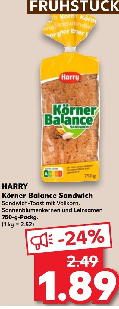HARRY Körner Balance Sandwich 750-g-Packg. Angebot bei Kaufland