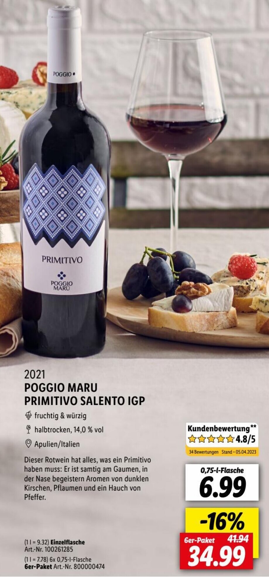 2021 POGGIO MARU PRIMITIVO SALENTO IGP 0,75 L Angebot bei Lidl