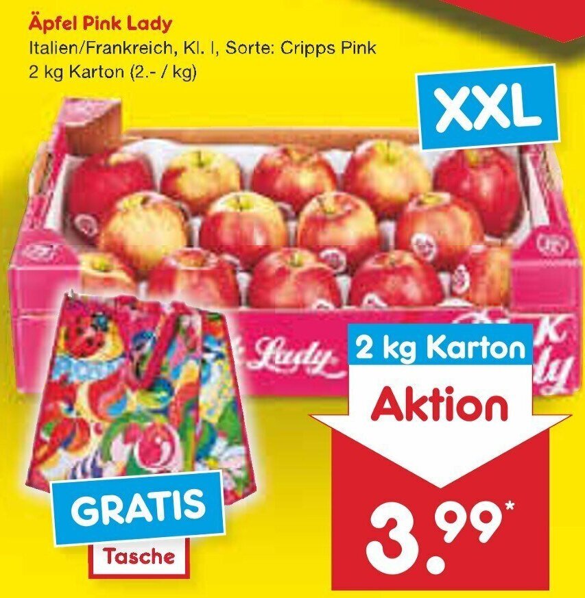 Äpfel Pink Lady 2 kg Karton Angebot bei Netto Marken-Discount