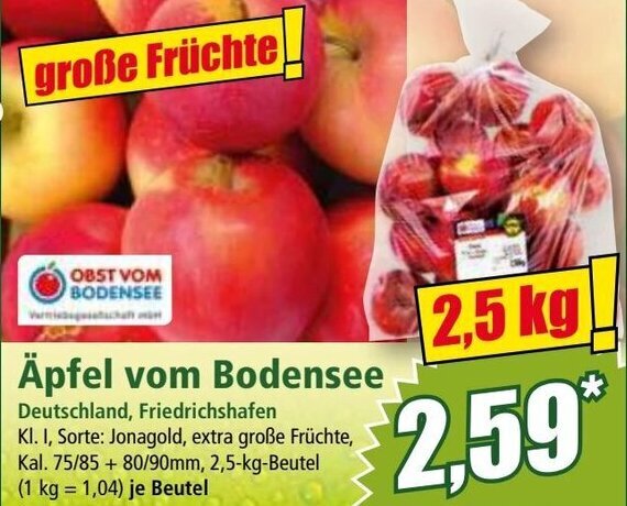 OBST VOM BODENSEE Äpfel vom Bodensee 2,5 kg Angebot bei Norma