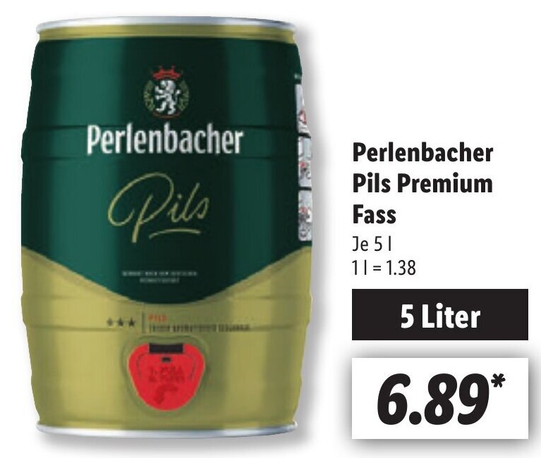 Perlenbacher Pils Premium Fass 5 L Angebot bei Lidl