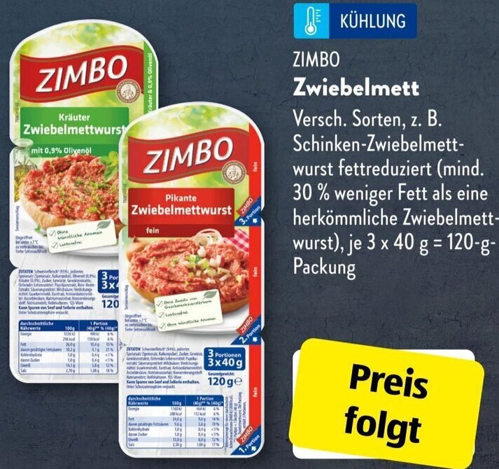 ZIMBO Zwiebelmett 120 g Packung Angebot bei Aldi Süd