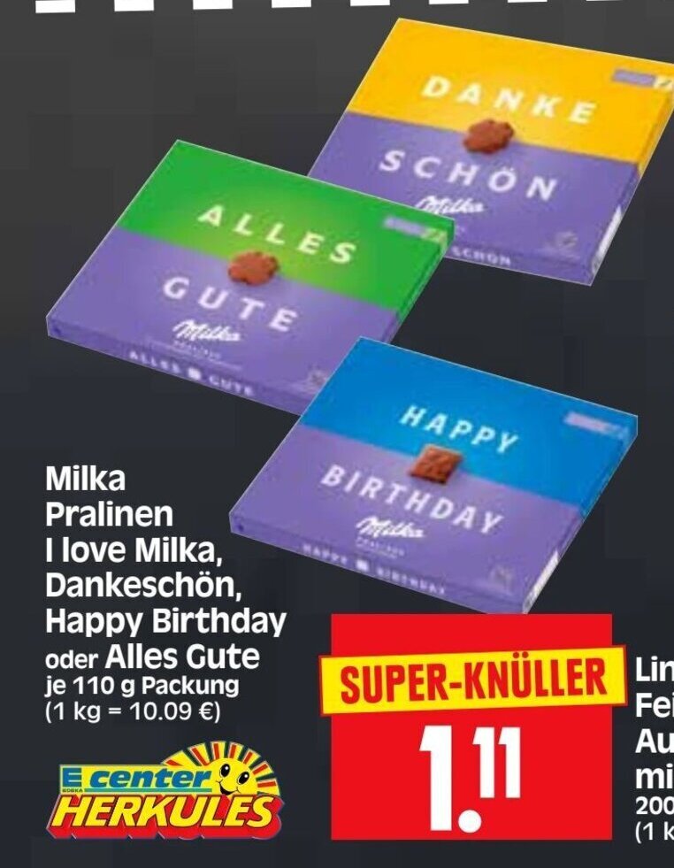 Milka Pralinen I love Milka, Dankeschön, Happy Birthday oder Alles Gute ...