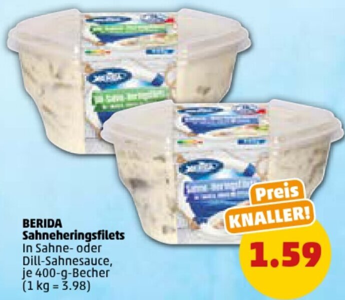 BERIDA Sahneheringsfilets 400-g-Becher Angebot bei PENNY