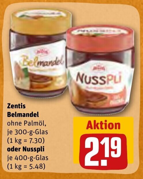 Zentis Belmandel oder Nusspli je 300/400g Angebot bei REWE