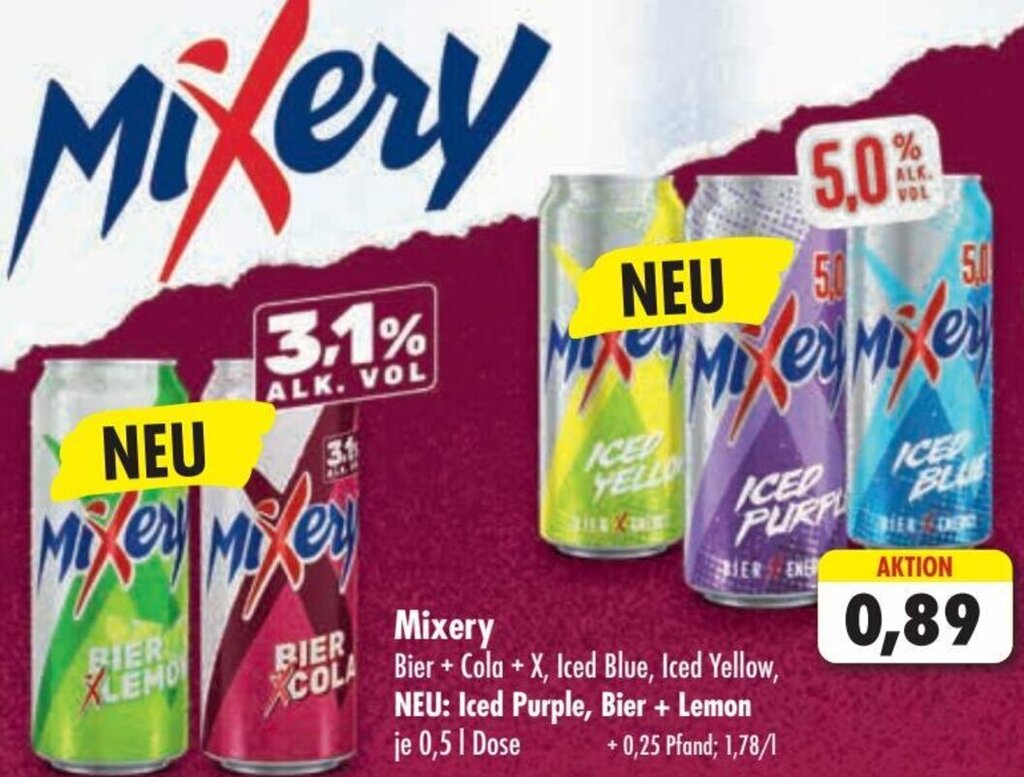 Mixery Bier + Cola + X, Iced Blue, Iced Yellow 0,5 L Dose Angebot bei ...