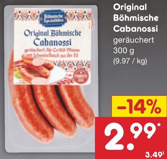 Original Böhmische Cabanossi 300 g Angebot bei Netto Marken-Discount