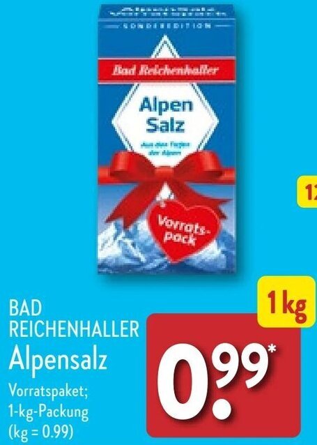 Bad Reichenhaller Alpensalz 1 kg Angebot bei Aldi Nord