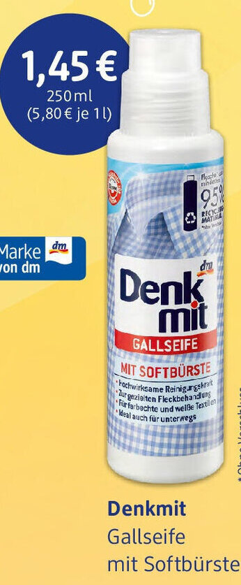 Denkmit Gallseife mit Softbürste 250 ml Angebot bei dm drogerie