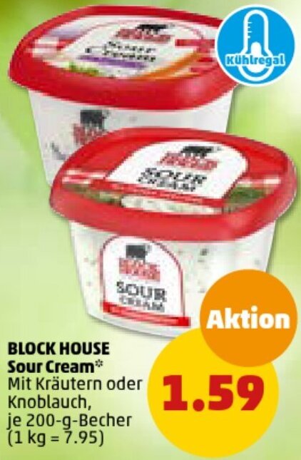 BLOCK HOUSE Sour Cream 200-g-Becher Angebot bei PENNY