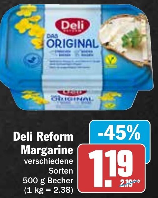 Deli Reform Margarine 500 g Becher Angebot bei HIT