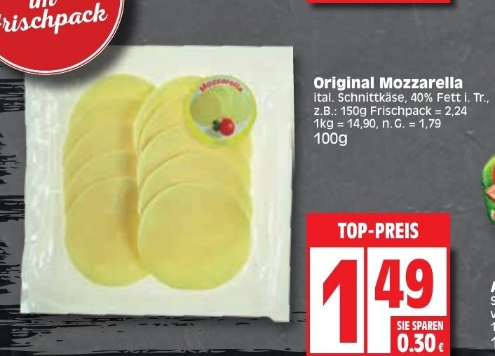 Original Mozzarella 100g Angebot bei Edeka
