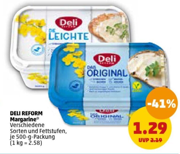DELI REFORM Margarine** 500-g-Packung Angebot bei PENNY