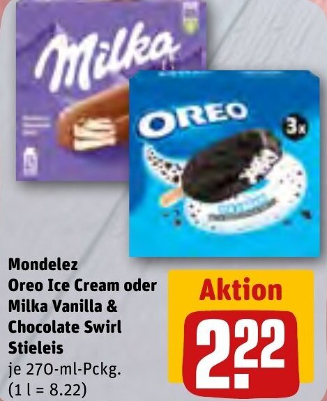 Mondelez Oreo Ice Cream oder Milka Vanilla & Chocolate Swirl Stieleis ...