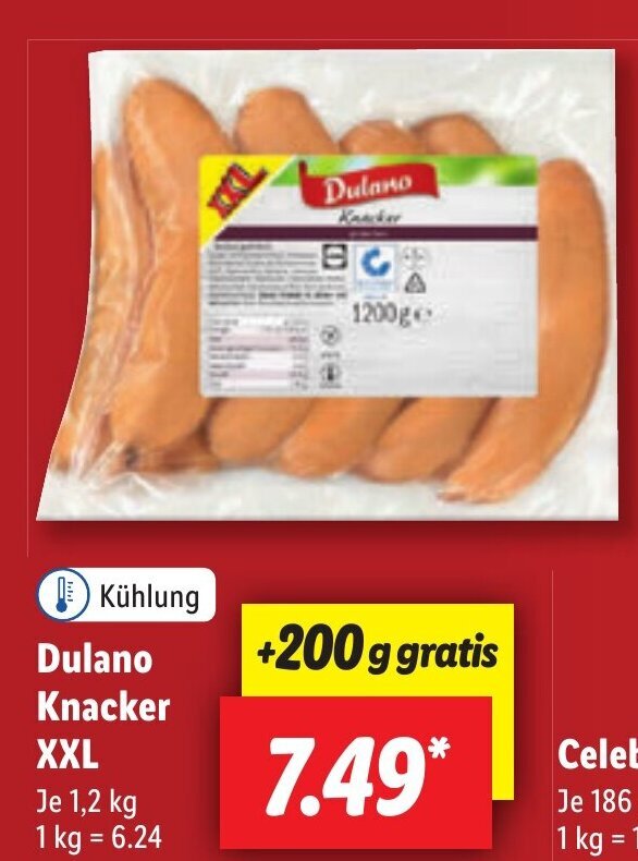 Dulano Knacker XXL , 1,2 kg Angebot bei Lidl