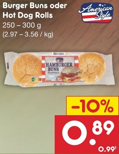 American Style Burger Buns oder Hot Dog Rolls 250-300 g Angebot bei ...