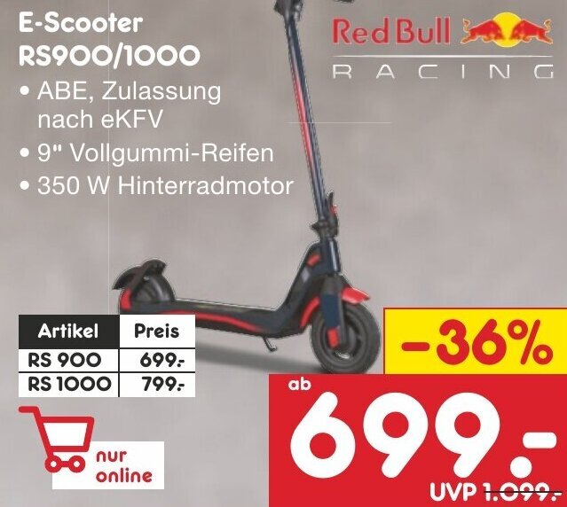 Red Bull RACING E-Scooter RS900/1000 Angebot bei Netto Marken-Discount