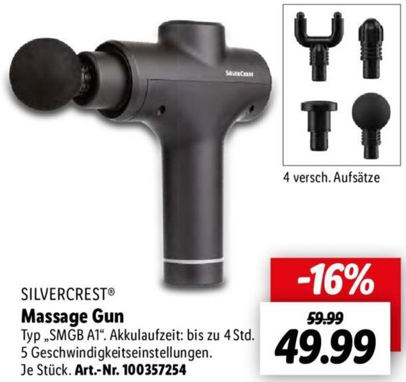 SILVERCRESTⓇ Massage Gun ,,SMGB A1" Angebot bei Lidl