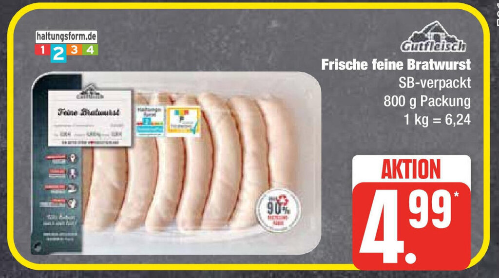 Gutfleisch Frische feine Bratwurst SB-verpackt 800 g Packung Angebot ...