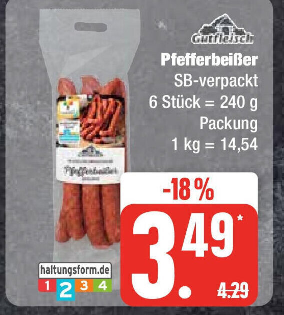 Gutfleisch Pfefferbeißer SB-verpackt 6 Stück = 240 g Angebot bei Edeka