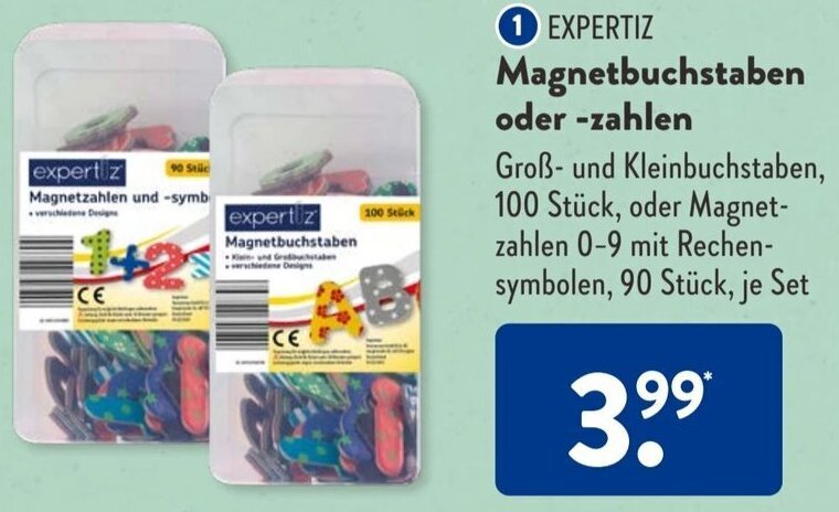 EXPERTIZ Magnetbuchstaben oder -zahlen Angebot bei Aldi Süd