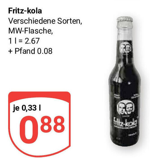 Fritz-kola Verschiedene Sorten, 330ml Angebot bei Globus