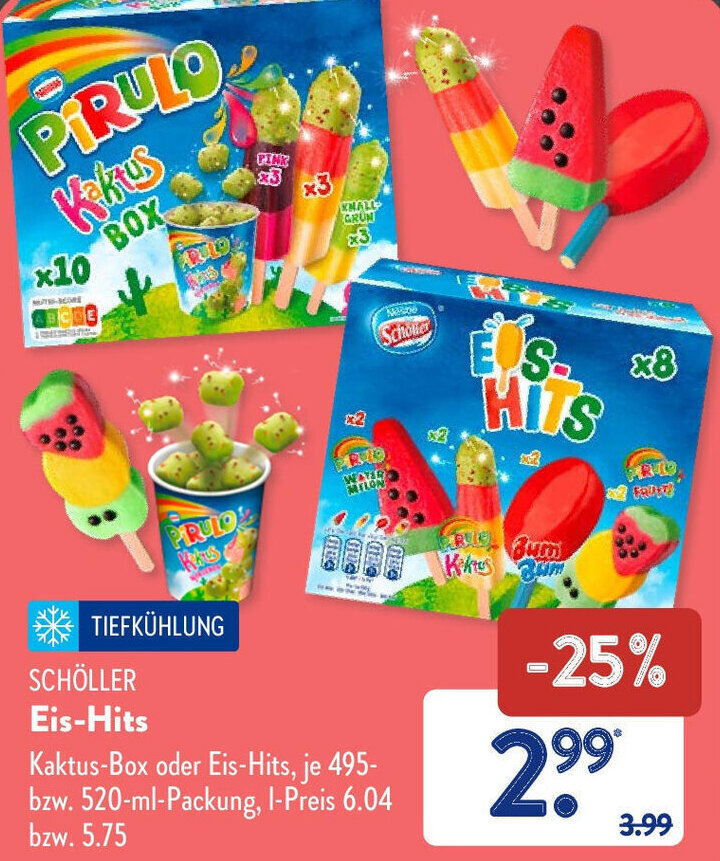 SCHÖLLER Eis-Hits 495-520 ml Packung Angebot bei Aldi Süd