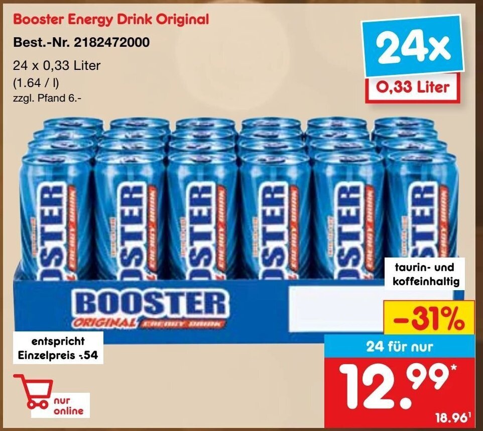 Booster Energy Drink Original 24x 0,33 Liter Angebot bei Netto Marken ...