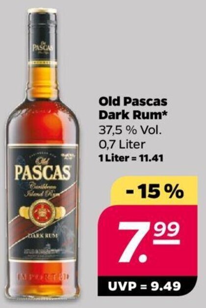 Old Pascas Dark Rum 0,7 Liter Angebot bei NETTO