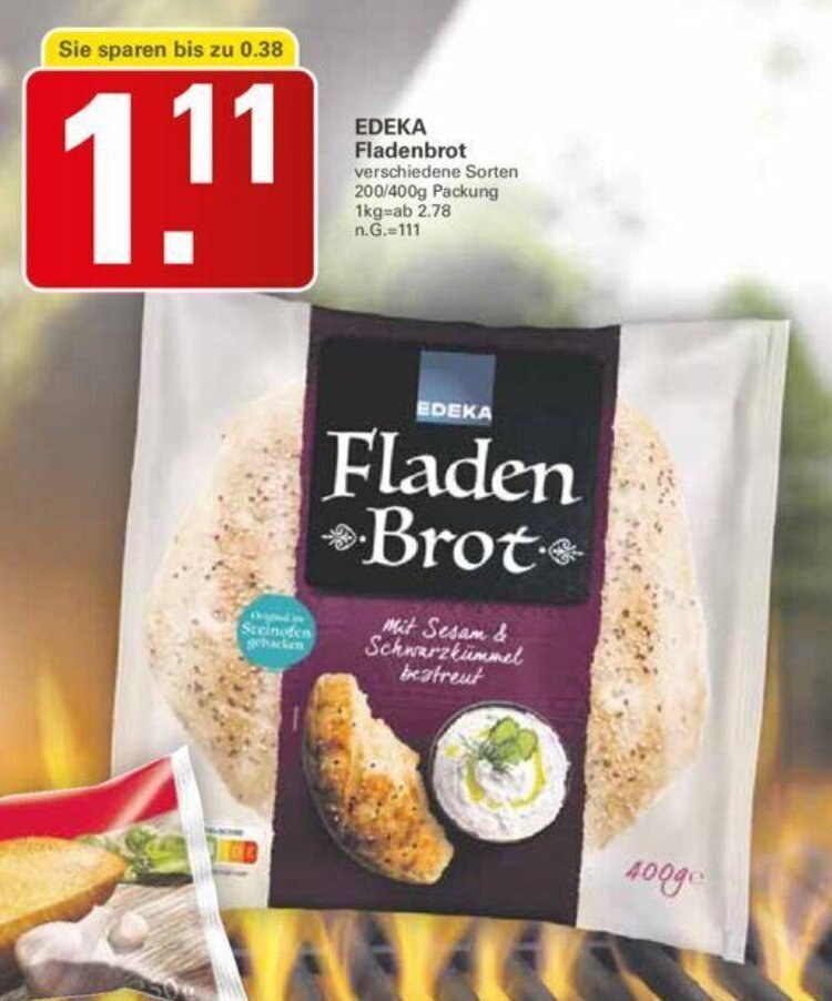 EDEKA Fladenbrot 200/400g Packung Angebot bei WEZ