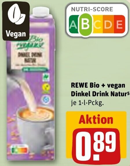 REWE Bio + vegan Dinkel Drink Natur 1-l-Pckg. Angebot bei REWE