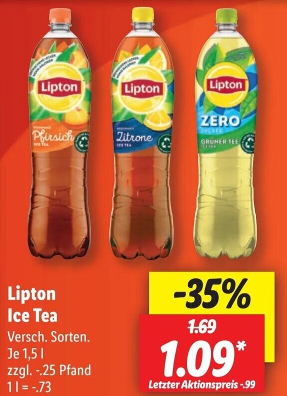 Lipton Ice Tea 1,5 L Angebot bei Lidl