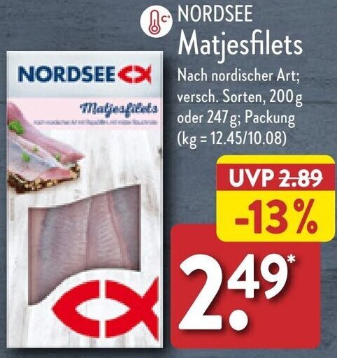 NORDSEE Matjesfilets 200 g oder 247 g Angebot bei Aldi Nord