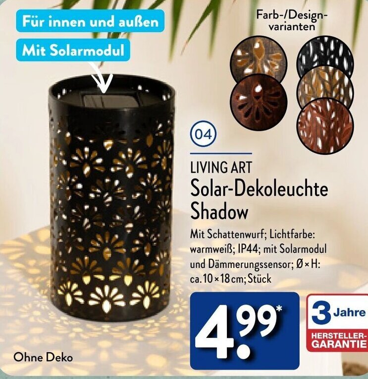 LIVING ART Solar-Dekoleuchte Shadow Angebot bei Aldi Nord