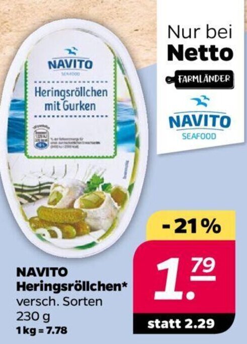 NAVITO Heringsröllchen 230 g Angebot bei NETTO
