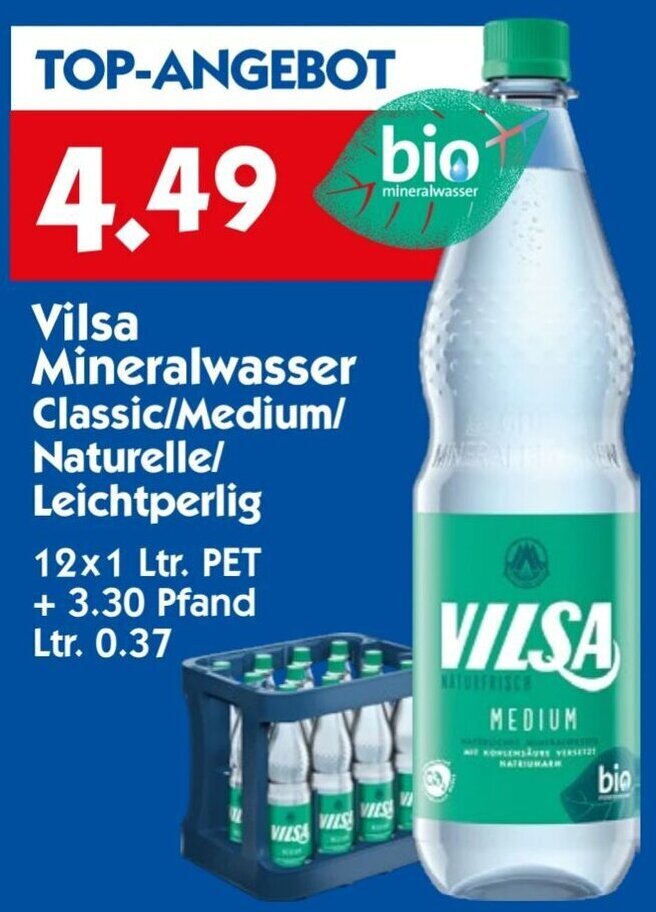 Vilsa Mineralwasser Classic/Medium/ Naturelle/ Leichtperlig 12x1 Ltr ...