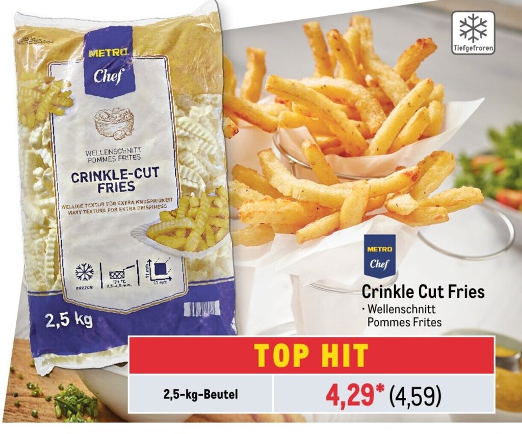 METRO Chef Crinkle Cut Fries • Wellenschnitt Pommes Frites 2,5-kg ...