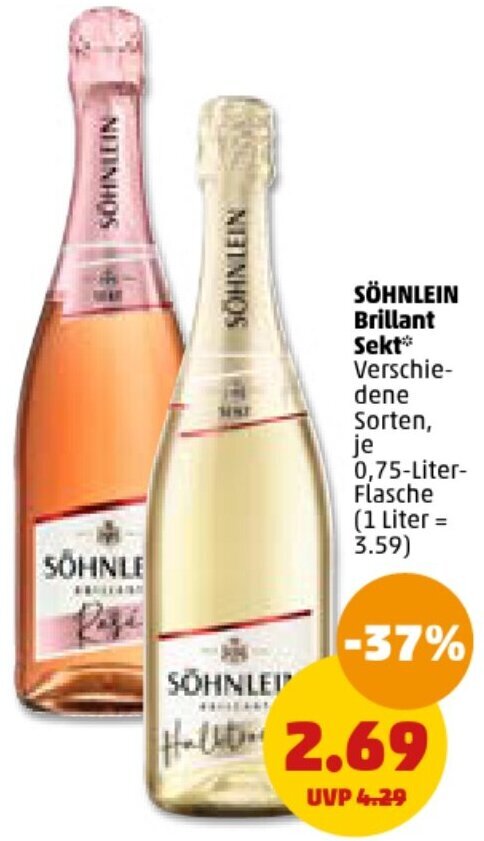 SÖHNLEIN Brillant Sekt 0,75-Liter-Flasche Angebot bei PENNY