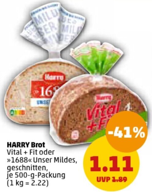 HARRY Brot 500 g Packung Angebot bei PENNY
