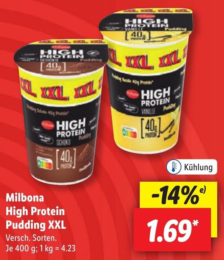Milbona High Protein Pudding XXL 400 g Angebot bei Lidl
