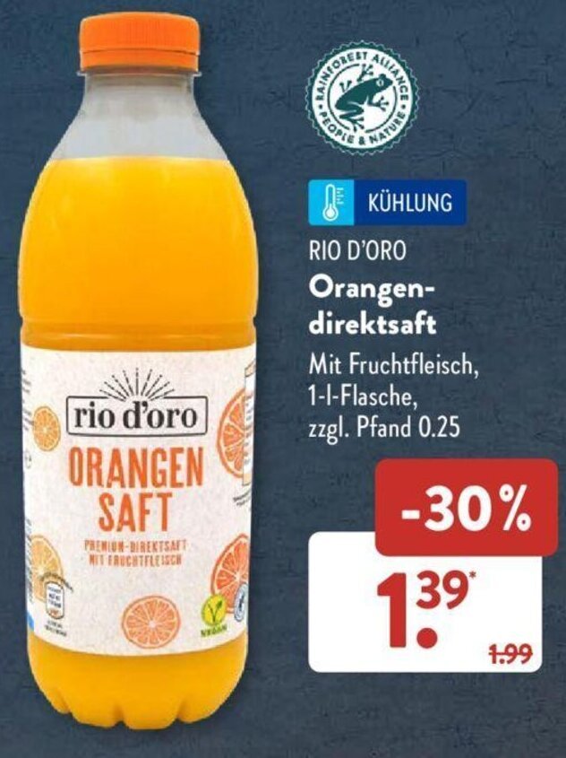 RIO D'ORO Orangen-direktsaft 1 L Flasche Angebot bei Aldi Süd
