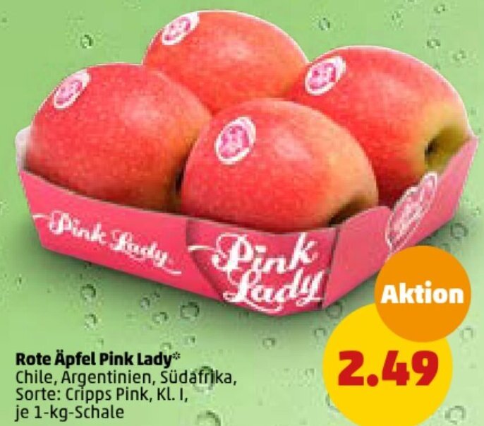 Rote Äpfel Pink Lady 1 kg Schale Angebot bei PENNY