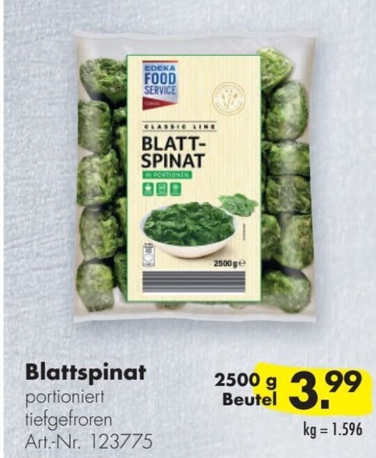 EDEKA FOOD SERVICE Blattspinat 2.5kg Angebot bei Handelshof