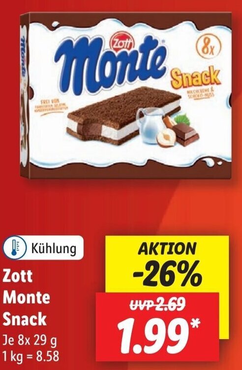 Zott Monte Snack 8x29 g Angebot bei Lidl