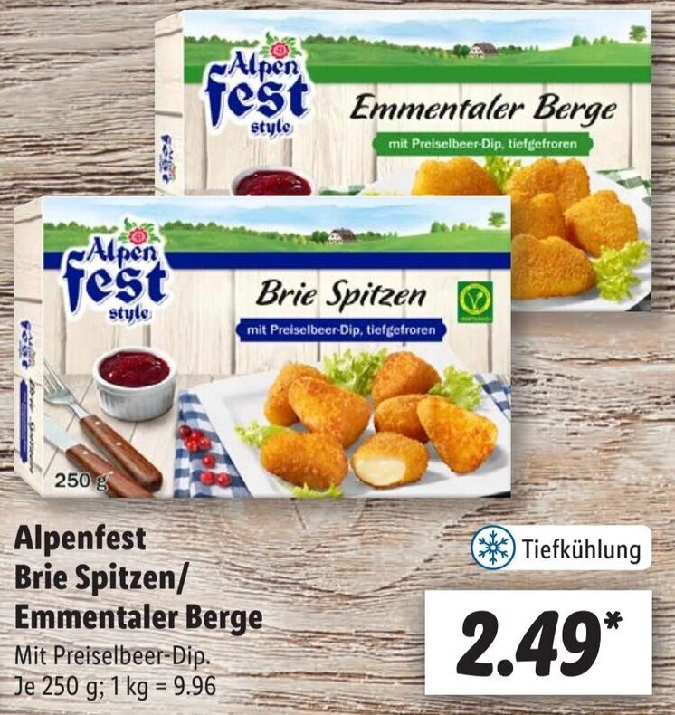 Alpenfest Brie Spitzen/ Emmentaler Berge 250 g Angebot bei Lidl