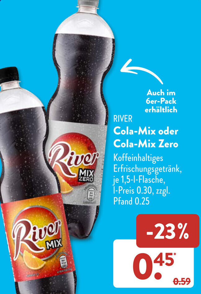 RIVER Cola-Mix oder Cola-Mix Zero 1,5 L Flasche Angebot bei Aldi Süd