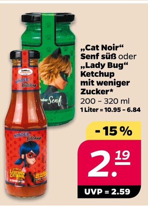 ,,Cat Noir" Senf süß oder ,,Lady Bug" Ketchup mit weniger Zucker* 200 ...